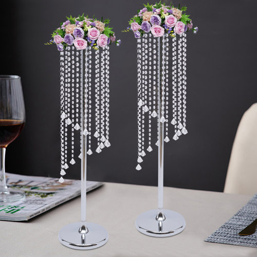 House of Hampton® Dnijah Metal And Crystal Flower Stand For Party ...