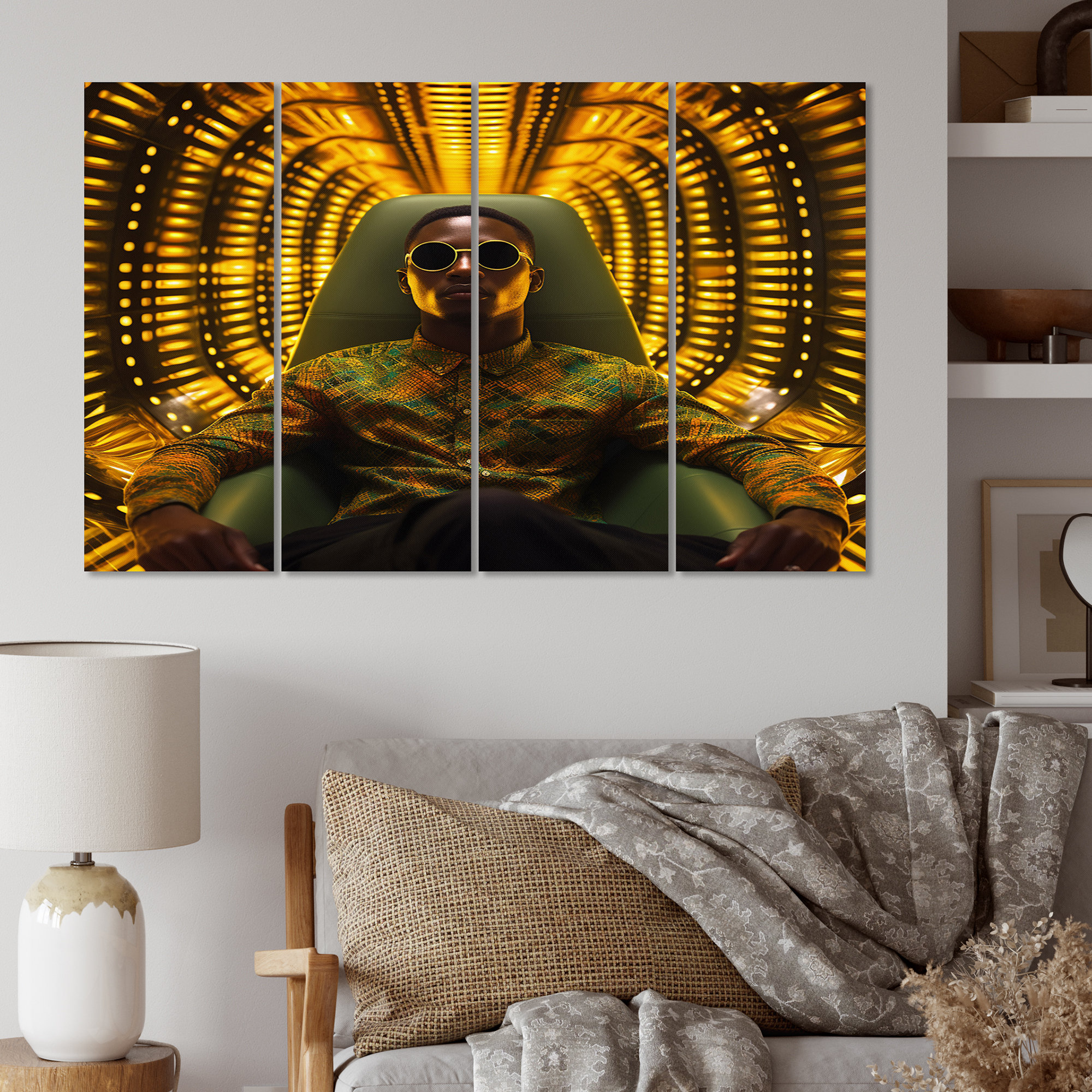 Ebern Designs African American Rapper Cool Golden Matrix II 4 Pieces ...