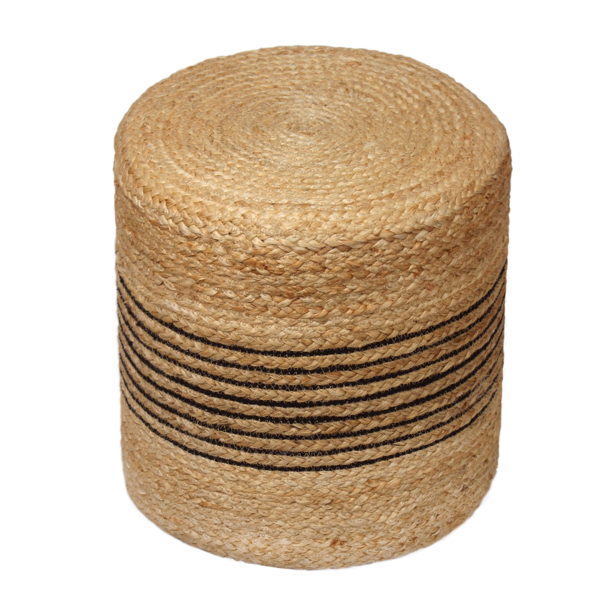 Dakota Fields Cylindrical Jute Cotton Footstool | Wayfair