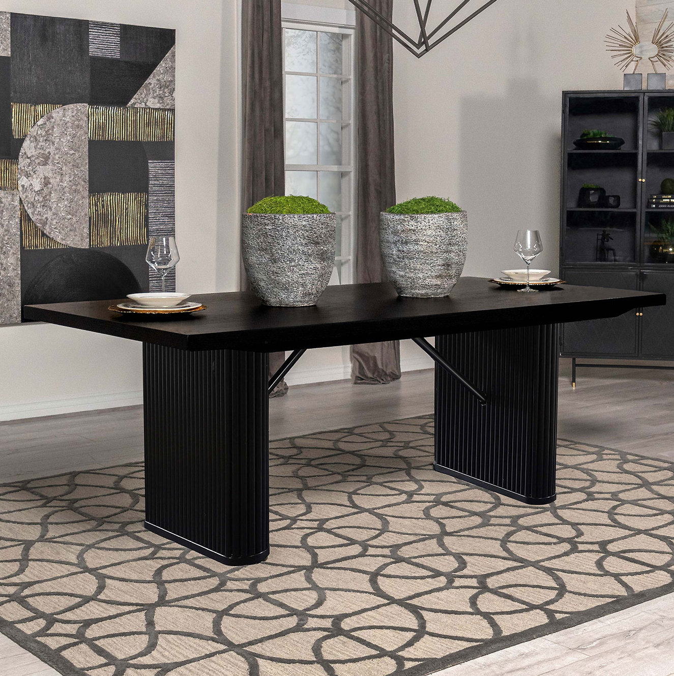 Wade Logan® Asfiya Rectangular 84-inch Wood Dining Table Black ...