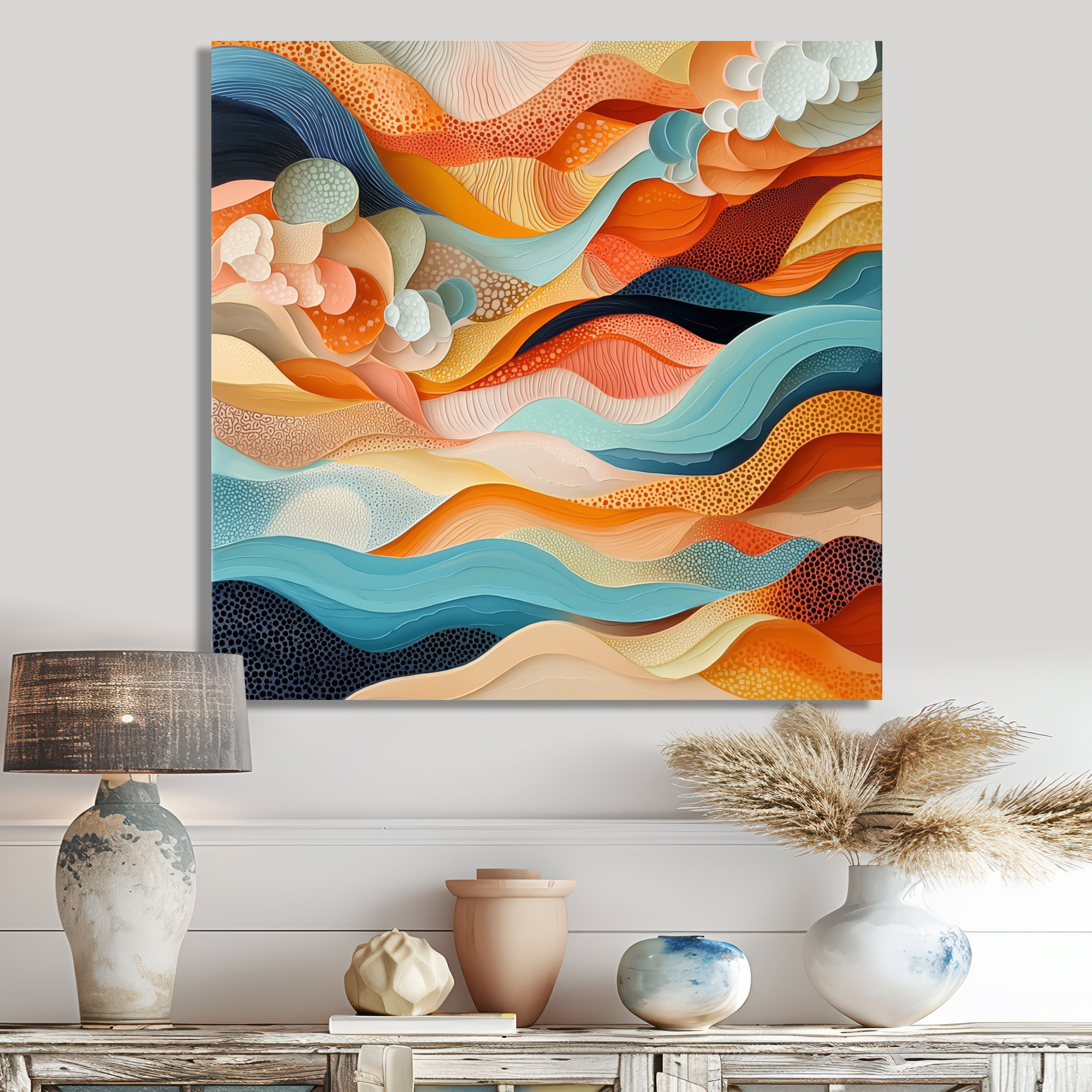 Ivy Bronx Abstract Coral Oceanic Waves Of Eternity II - Modern Metal ...