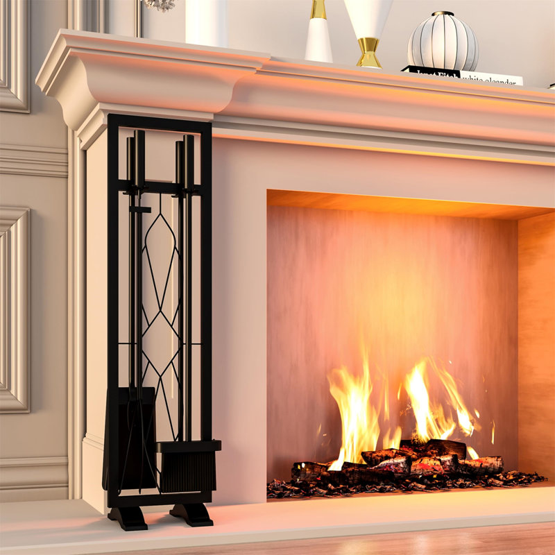 Latitude Run® Fireplace Tool Set, 5-Piece Set, Fireside Accessories ...