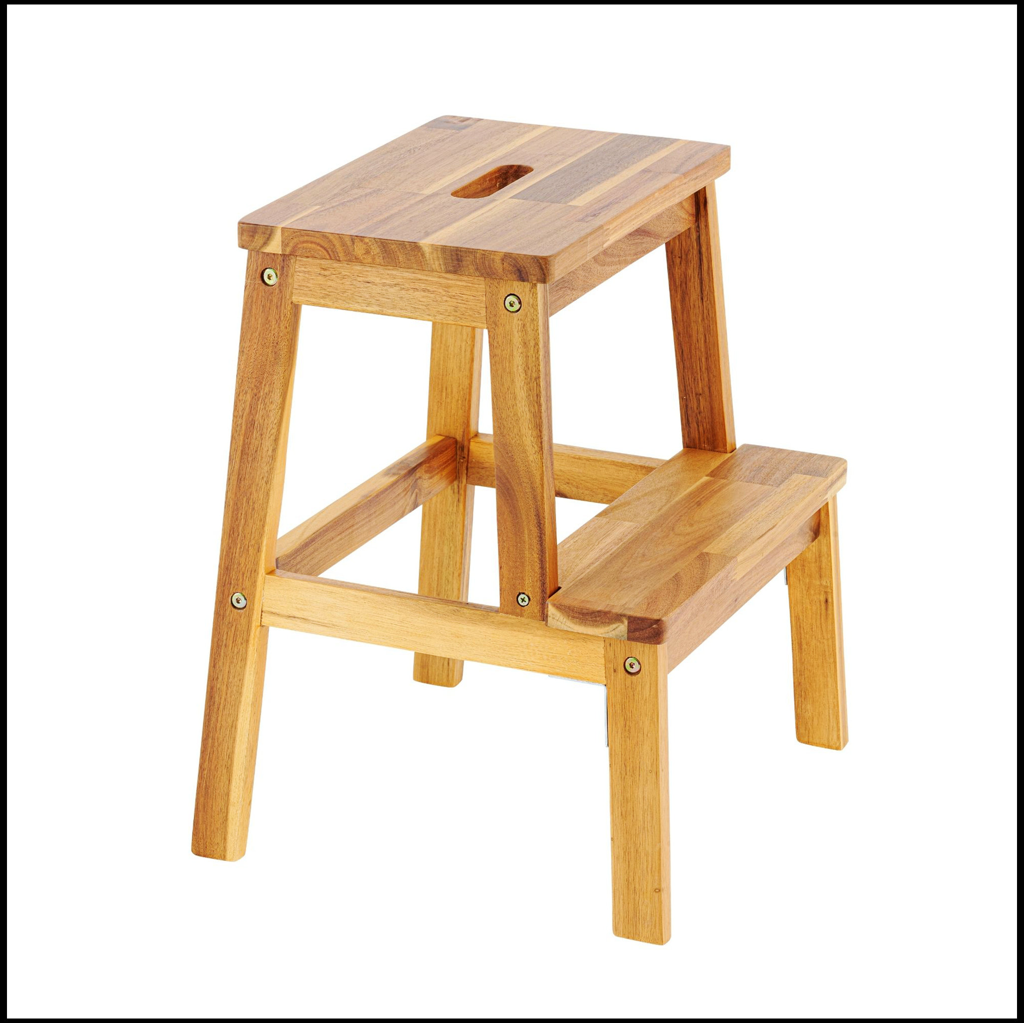 Millwood Pines Acacia Wood Two Steps Stool Small Size Rectangle Wooden ...
