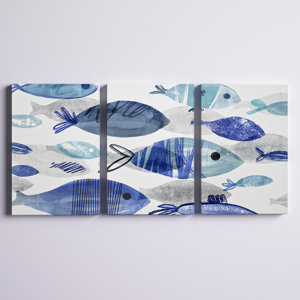 Beachcrest Home™ Fish Parade I- Premium Gallery Wrapped Canvas - Ready ...