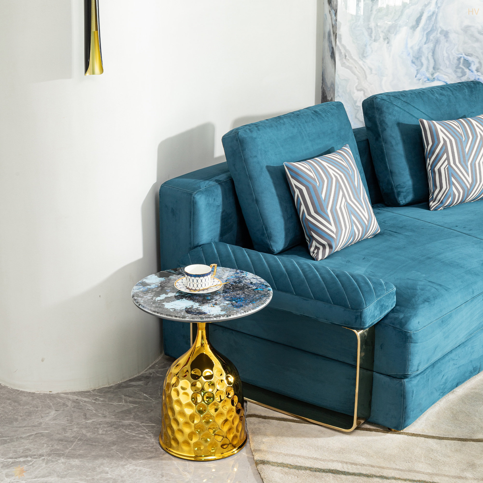 George Oliver Sofa Side Table, Iron Round Tray Coffee Table, Bedroom ...