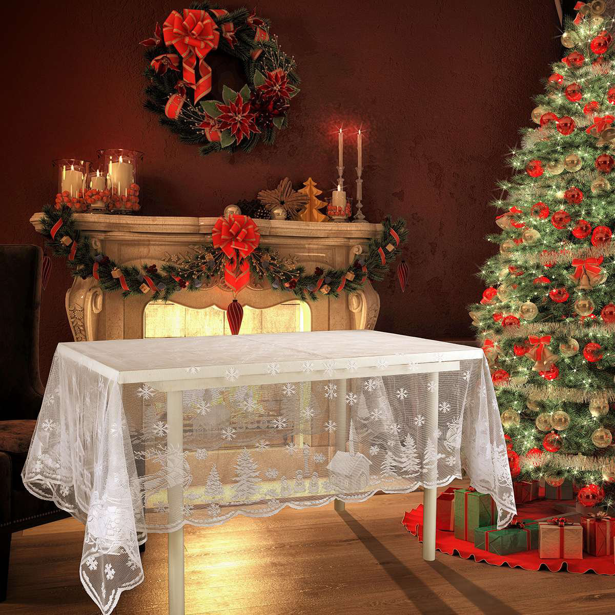 The Holiday Aisle® Christmas Tablecloth Rectangle 60" x 102" Holidays ...