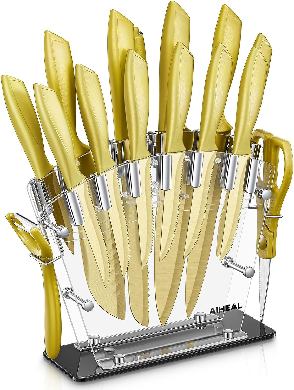 wuyi 16-Piece High Carbon Stainless Steel Kitchen Knife Set With ...