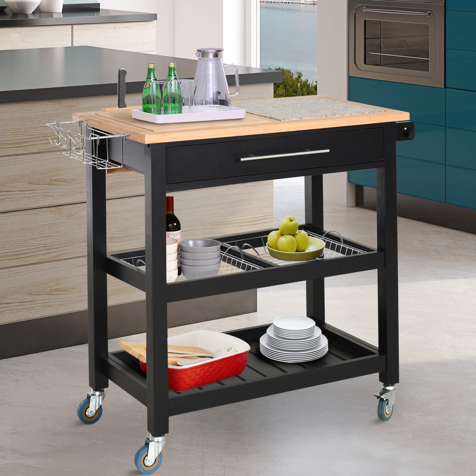 Prep & Savour Rolling Mobile Kitchen Cart & Reviews | Wayfair