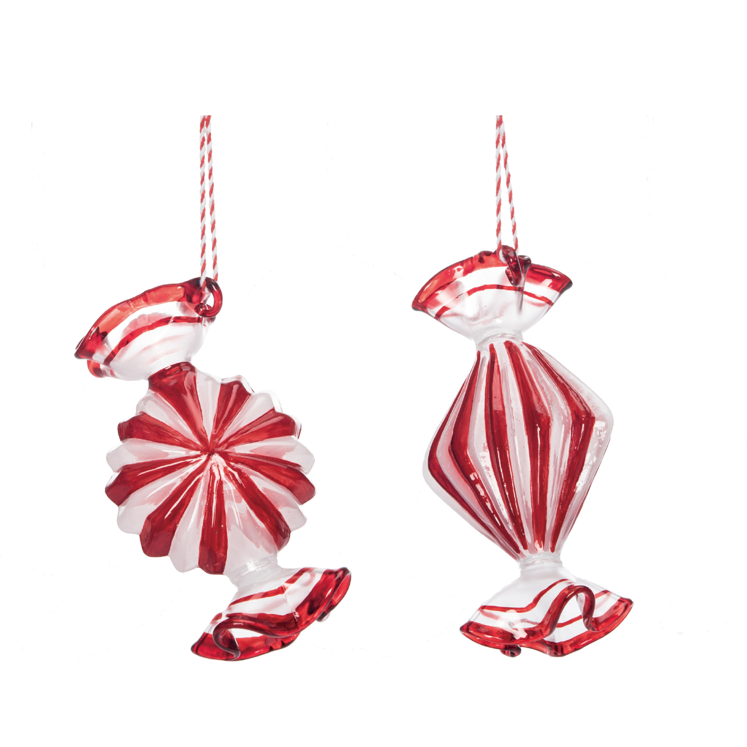 Ophelia & Co. Glass Peppermint Candies Ornament Set of 2 Christmas Home ...