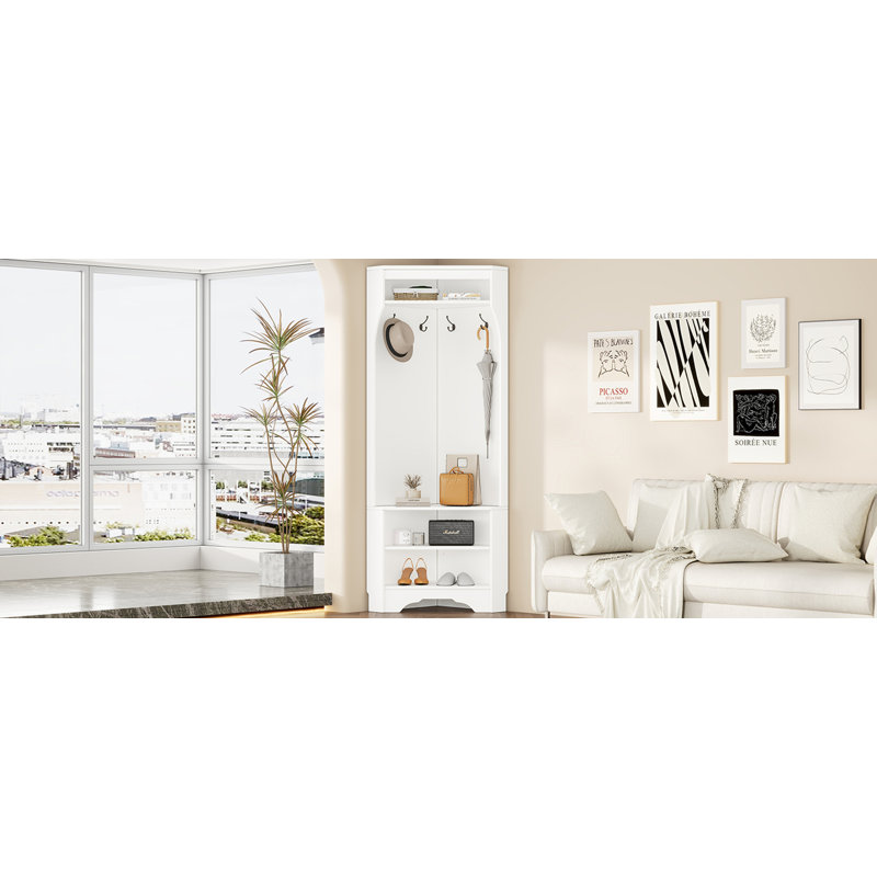 Lark Manor™ Minimalist Corner Hall Tree with Shoe Bench | Wayfair