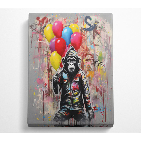 Bright Star Balloon Chimp - Single Picture Frame Print on Canvas ...