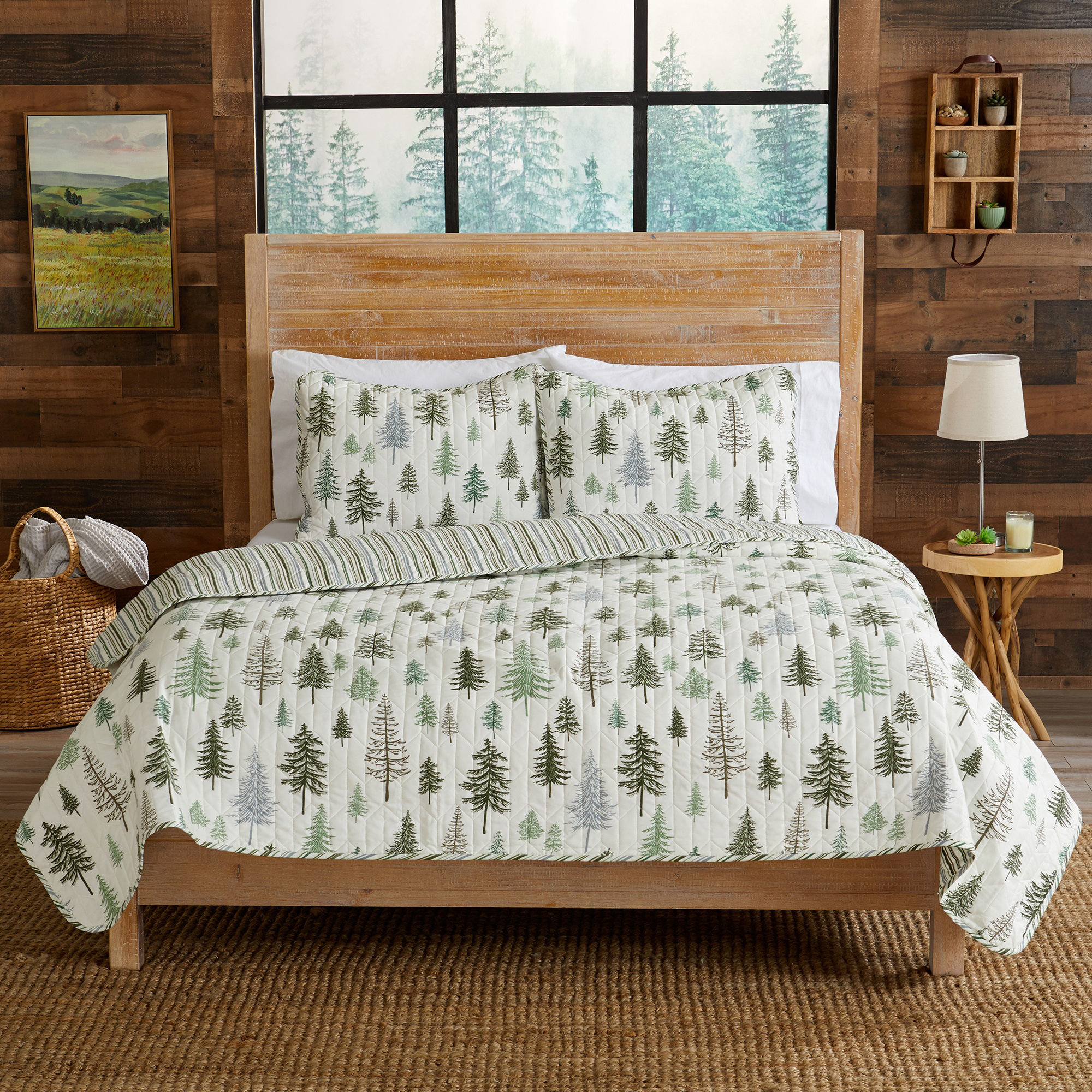 FreshFolds Green Forest Reversible Lodge Quilt Set with Shams & Reviews ...