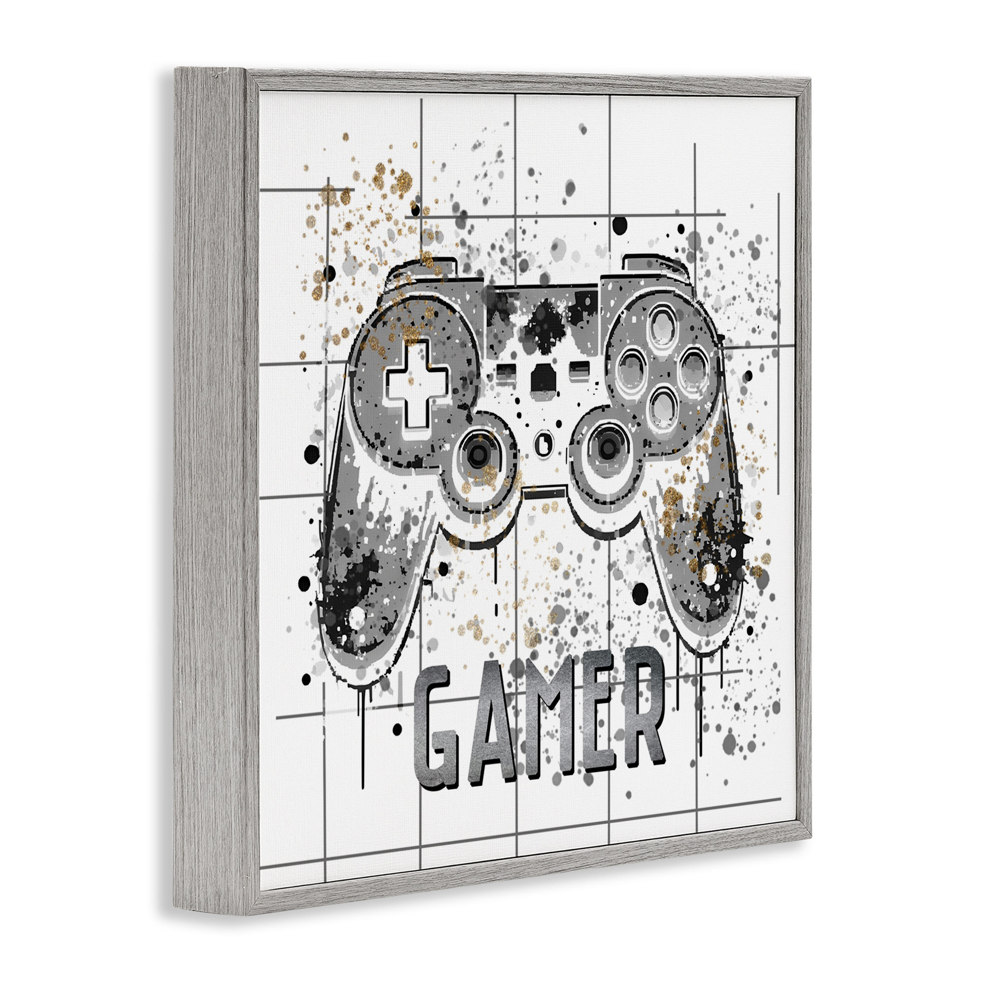 Ebern Designs Gamer with Pixel Splatter Framed Giclee, design by Kim ...