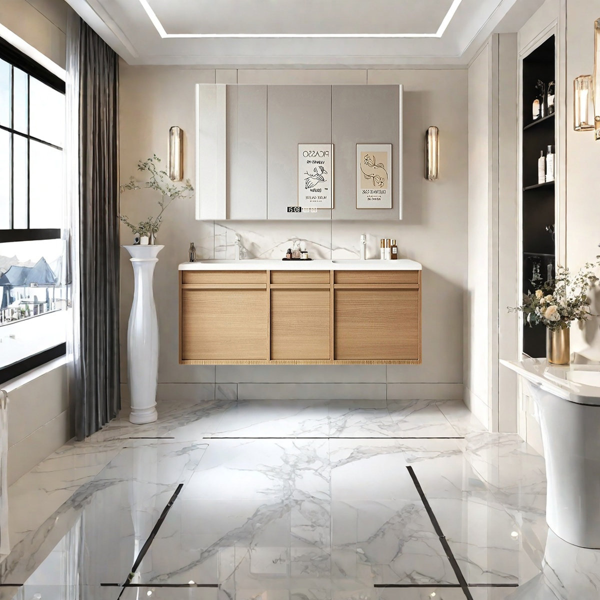 Rebrilliant Middle ancient style double basin bathroom cabinet | Wayfair