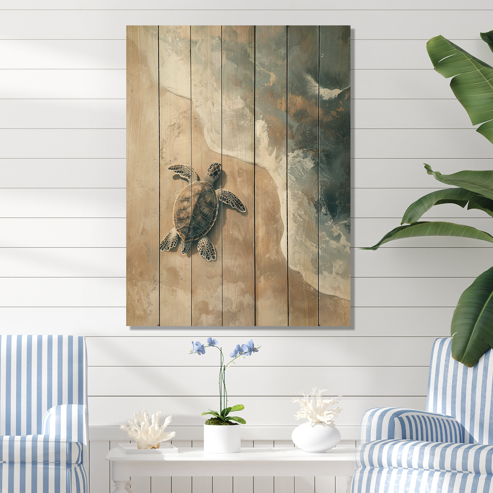Ophelia & Co. Baby Turtle Trails On The Beach II - Turtle Animal Wood ...
