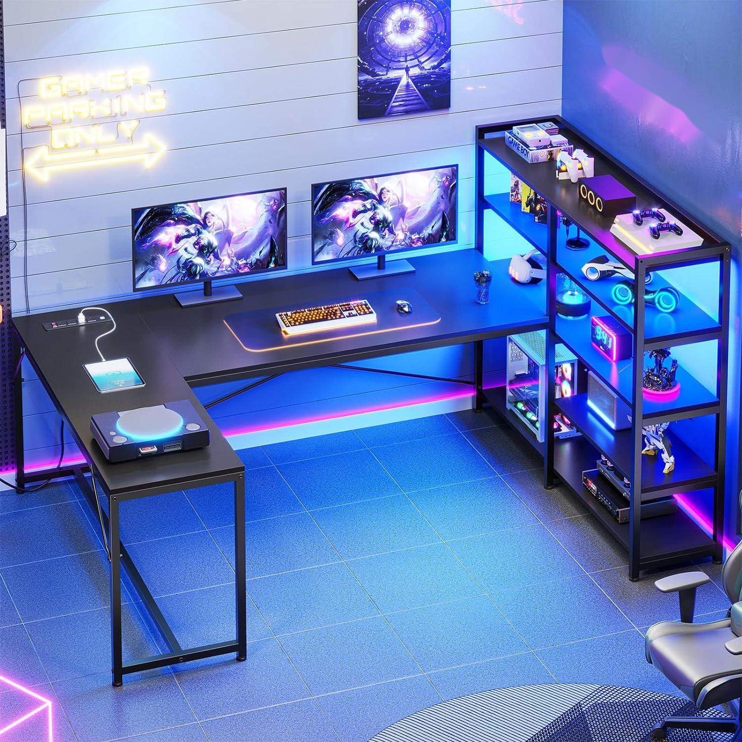 Wrought Studio L Shaped Computer Desk, 64.5'' Reversible U Shaped ...