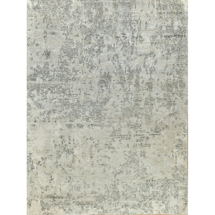 Exquisite Rugs Cosmo Handmade Hand Knotted Wool/Bamboo Silk Silver Gray ...