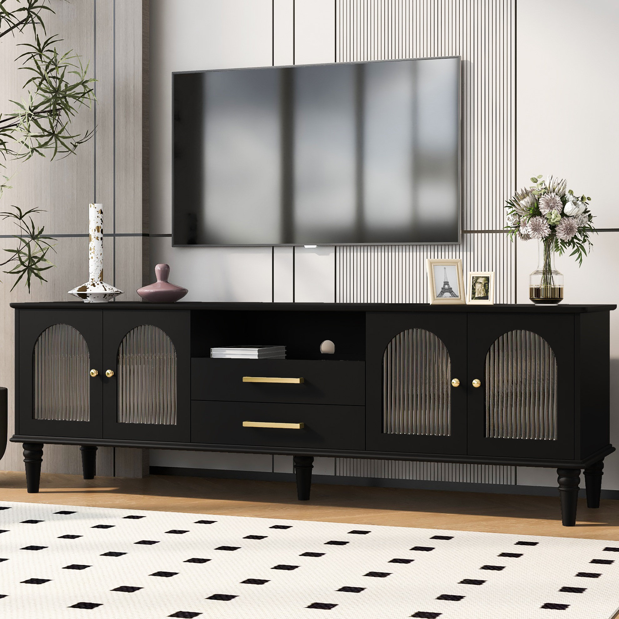 Mercer41 U-Can 68.9'' Retro TV Stand For Tvs Up To 75 Inches ...