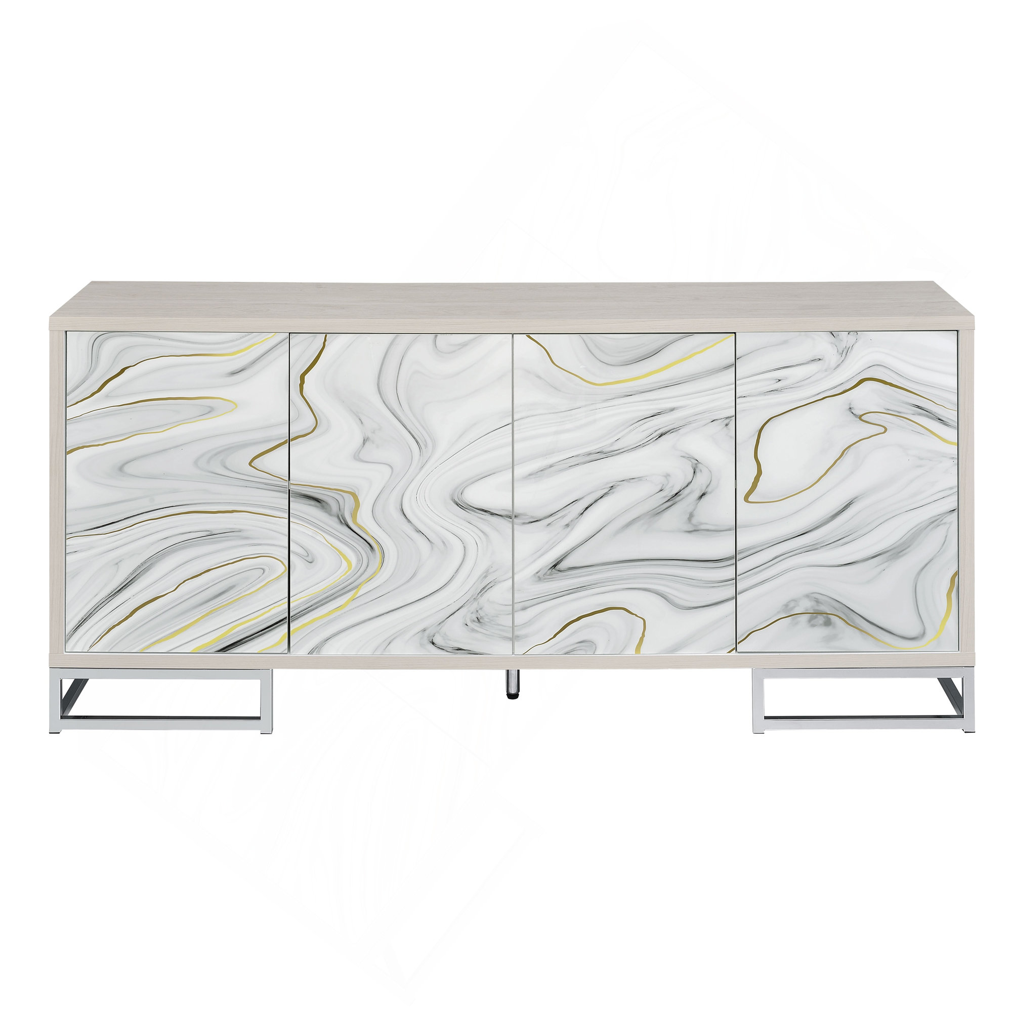 Brayden Studio® Panos White Marcle Paint & Chrome Finish Console ...