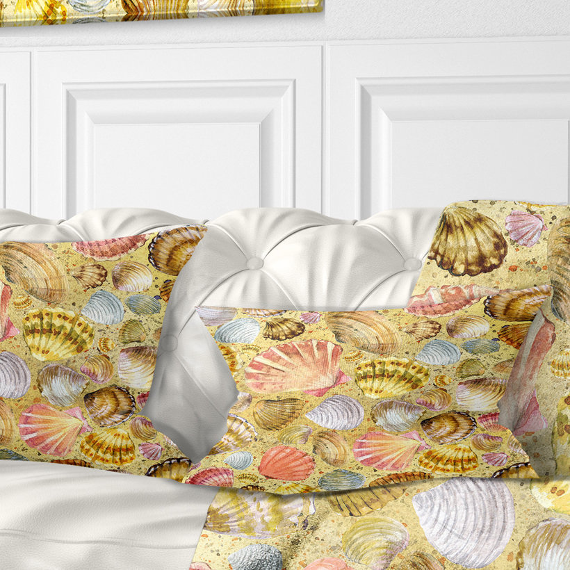 Design Art Seashell and Sea Sand - Sea & Shore Printed Throw Pillow ...