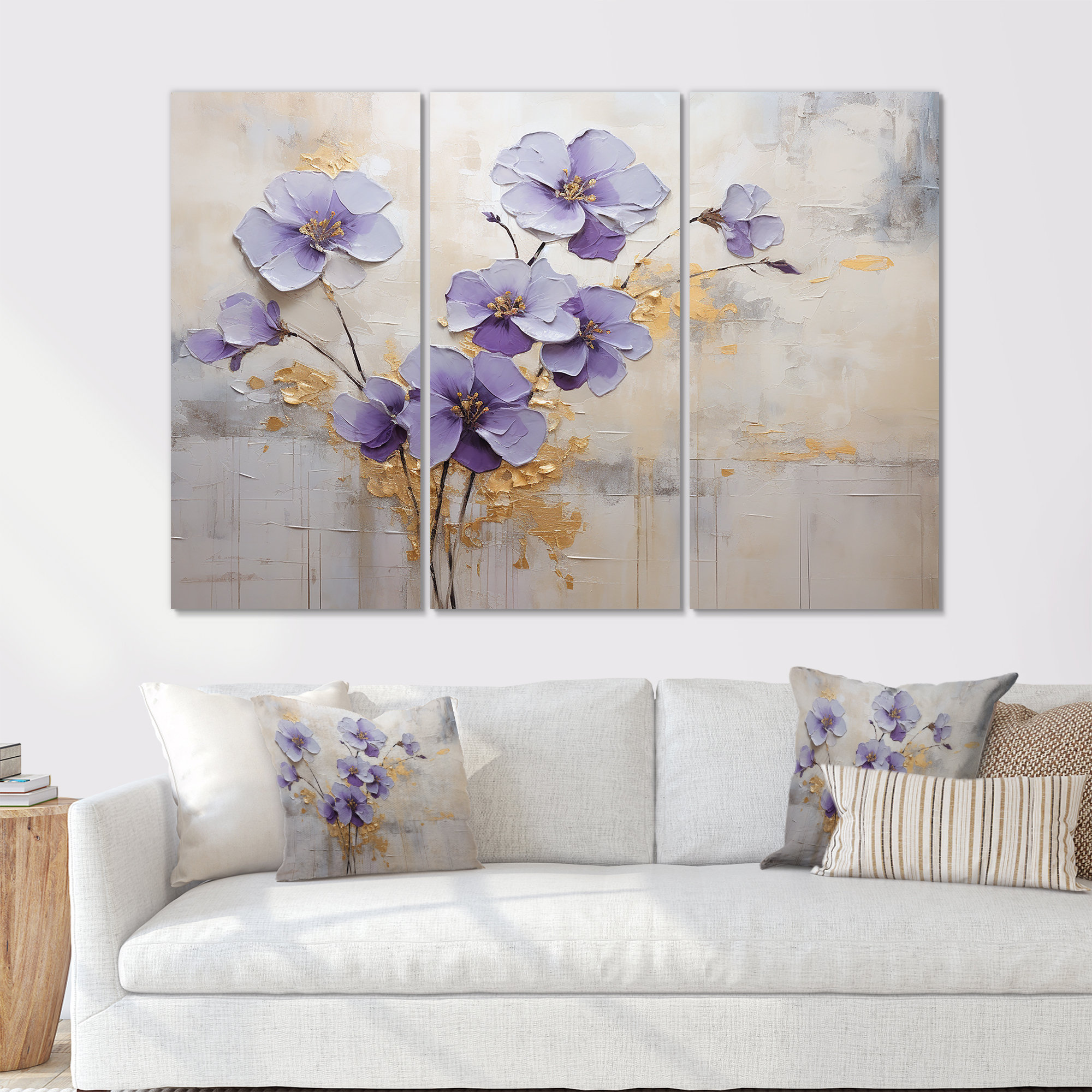 Lark Manor™ Purple And Gold Adorned Violets Meadow I - Violets Wall ...