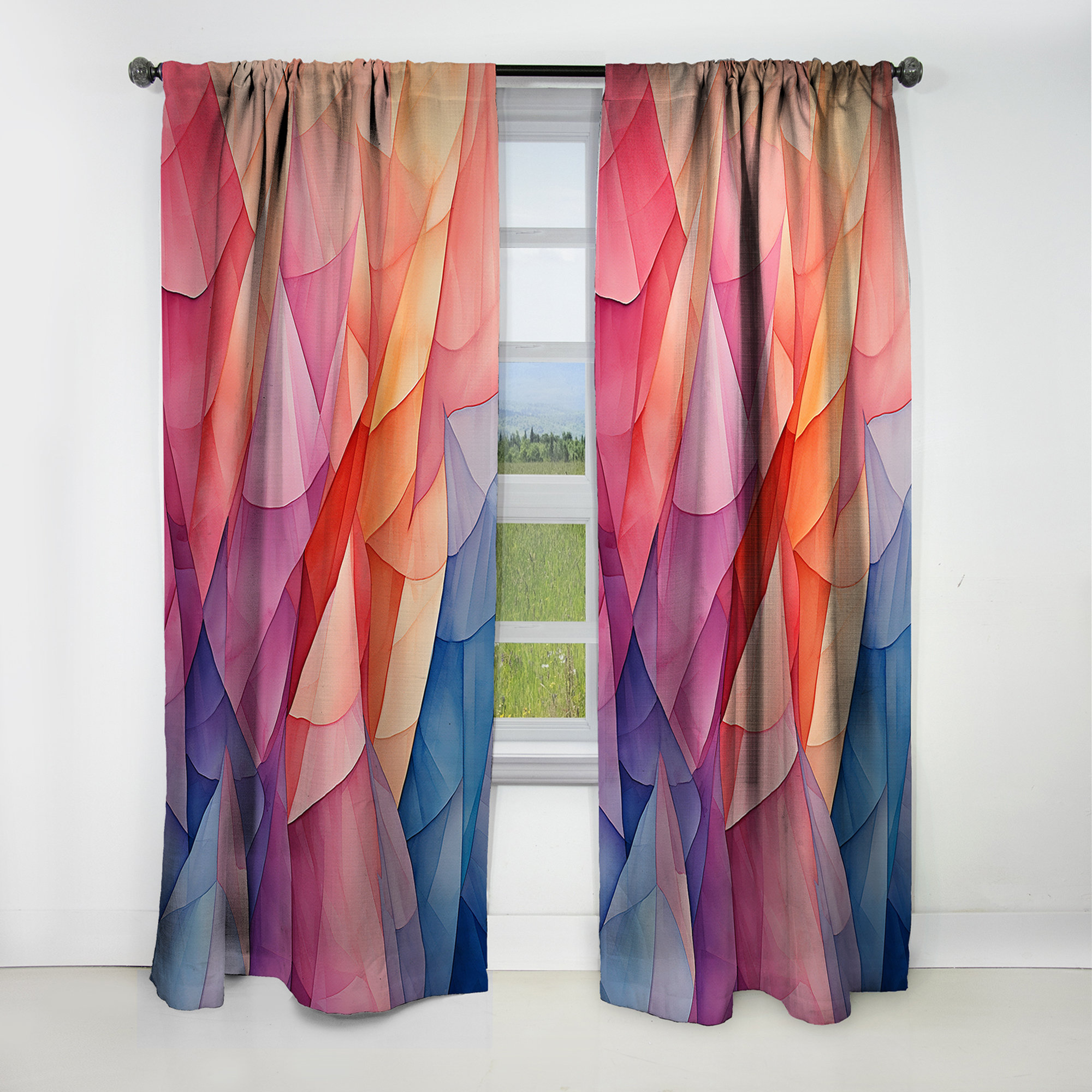 Orren Ellis Multicolor Cubism Chromatic Facets I - Cubism Curtain ...
