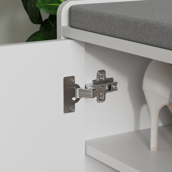 Latitude Run® Shoe Storage Bench, 2 Door 4 Cube Storage Bench Shoe Rack ...