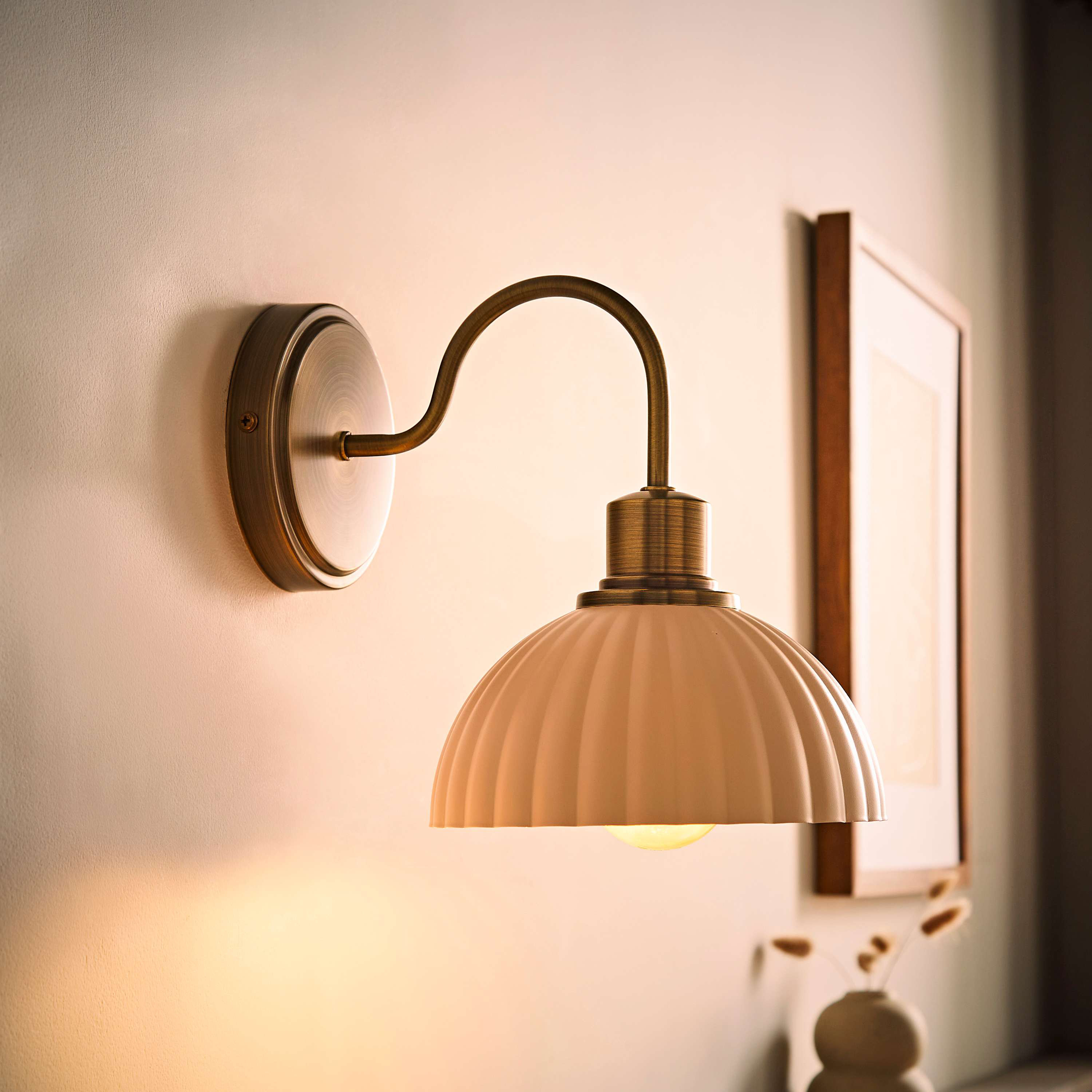 Fairmont Park Akshayan Pair of Matte Black Wall Lights with Ribbed Dome ...