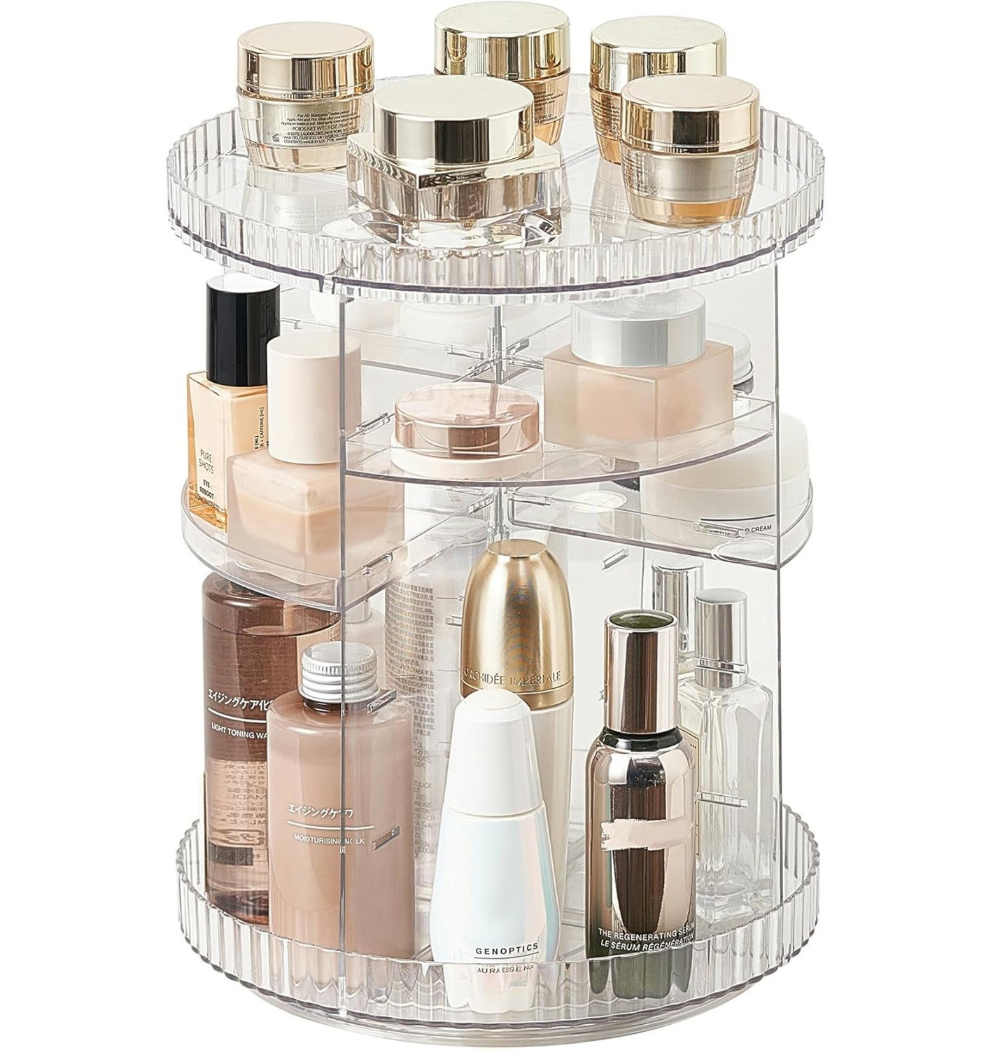 Rebrilliant Clear Rotating Makeup Organizer 8 Adjustable Layers Vanity ...