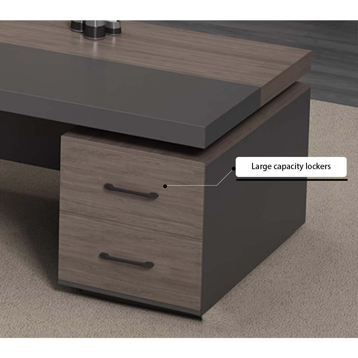 Latitude Run® Gray Modern Luxury Desk, Desk with Lockers, Office ...