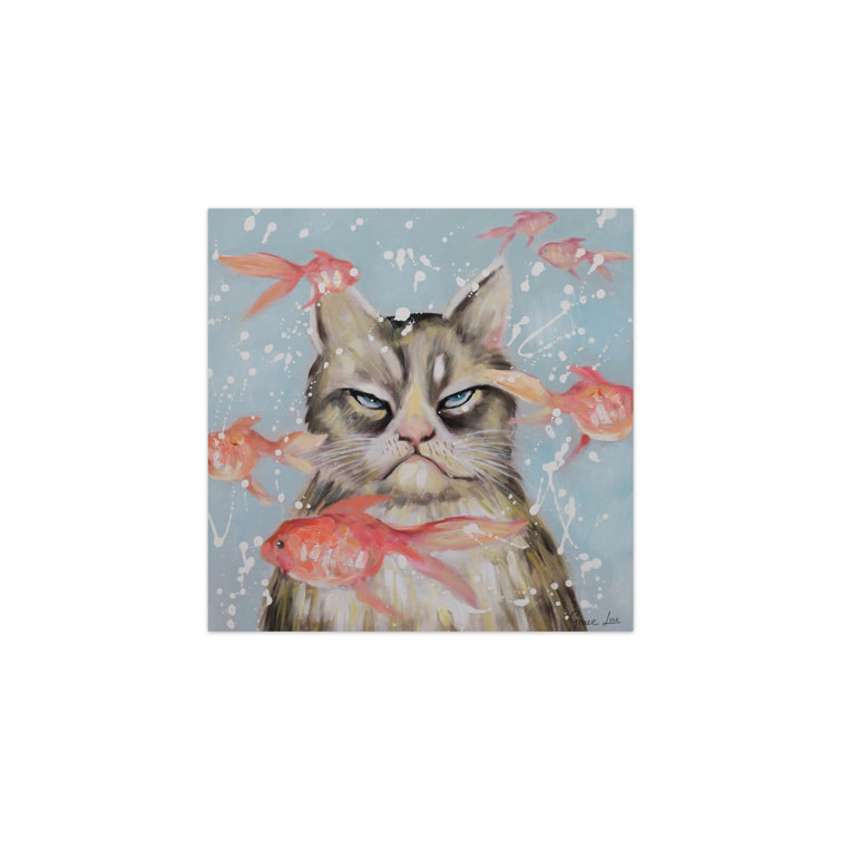 Highland Dunes Very Crabby Cat Hand Painted Acrylic Painting | Wayfair ...