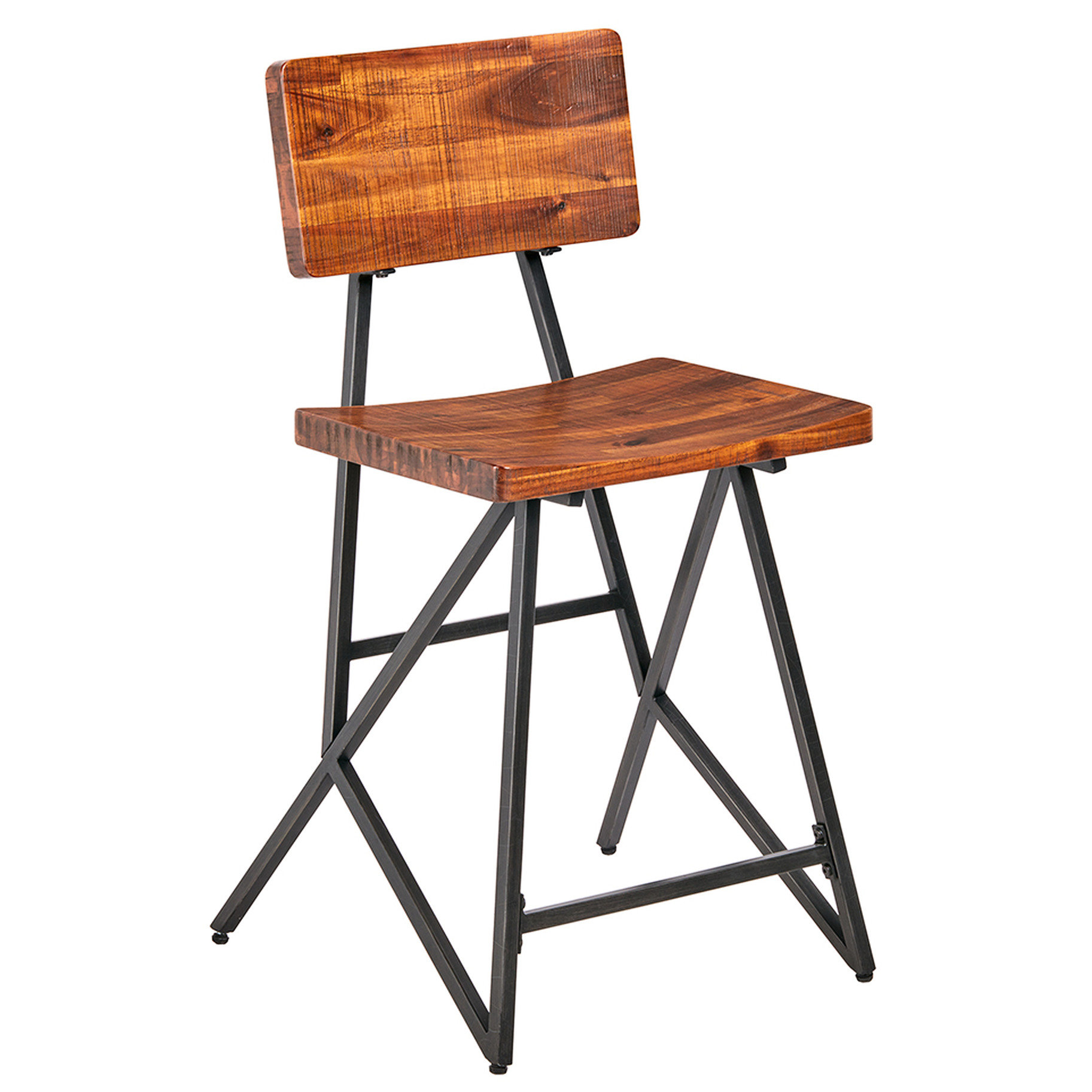 17 Stories Trestle Counter Stool In Rustic Industrial Theme, Amber ...