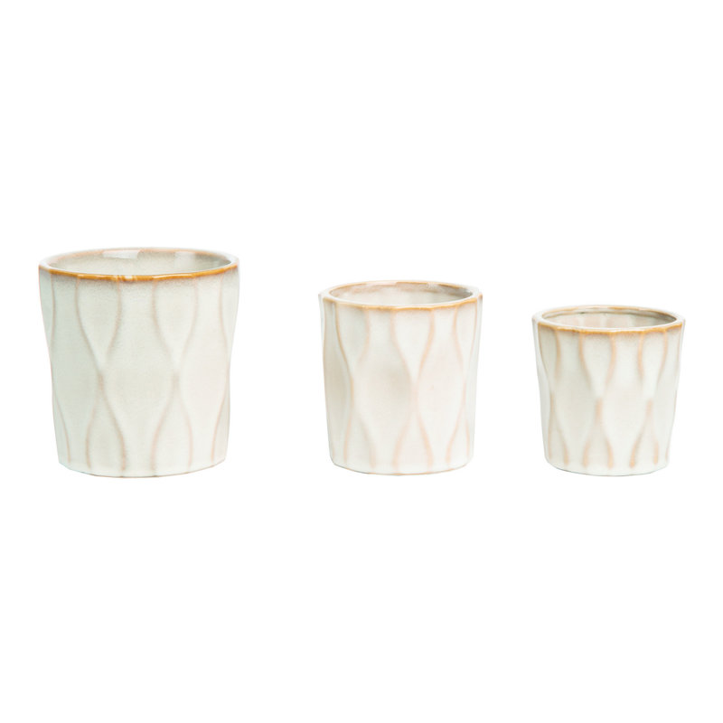 Winston Porter 3-Piece Stoneware Cachepot Set | Wayfair