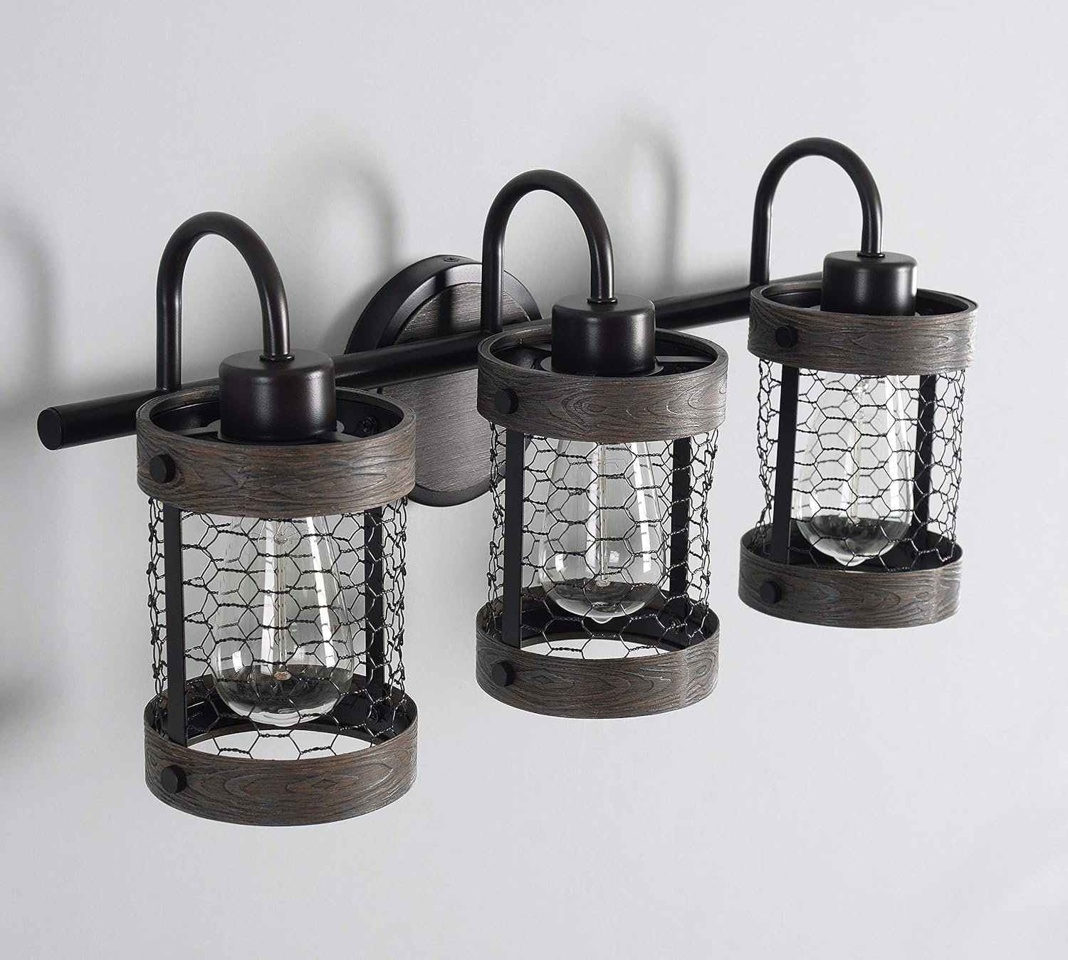 Co-t Kenroy Home Industrial Farmhouse 3-Light Bath Vanity Fixture With ...