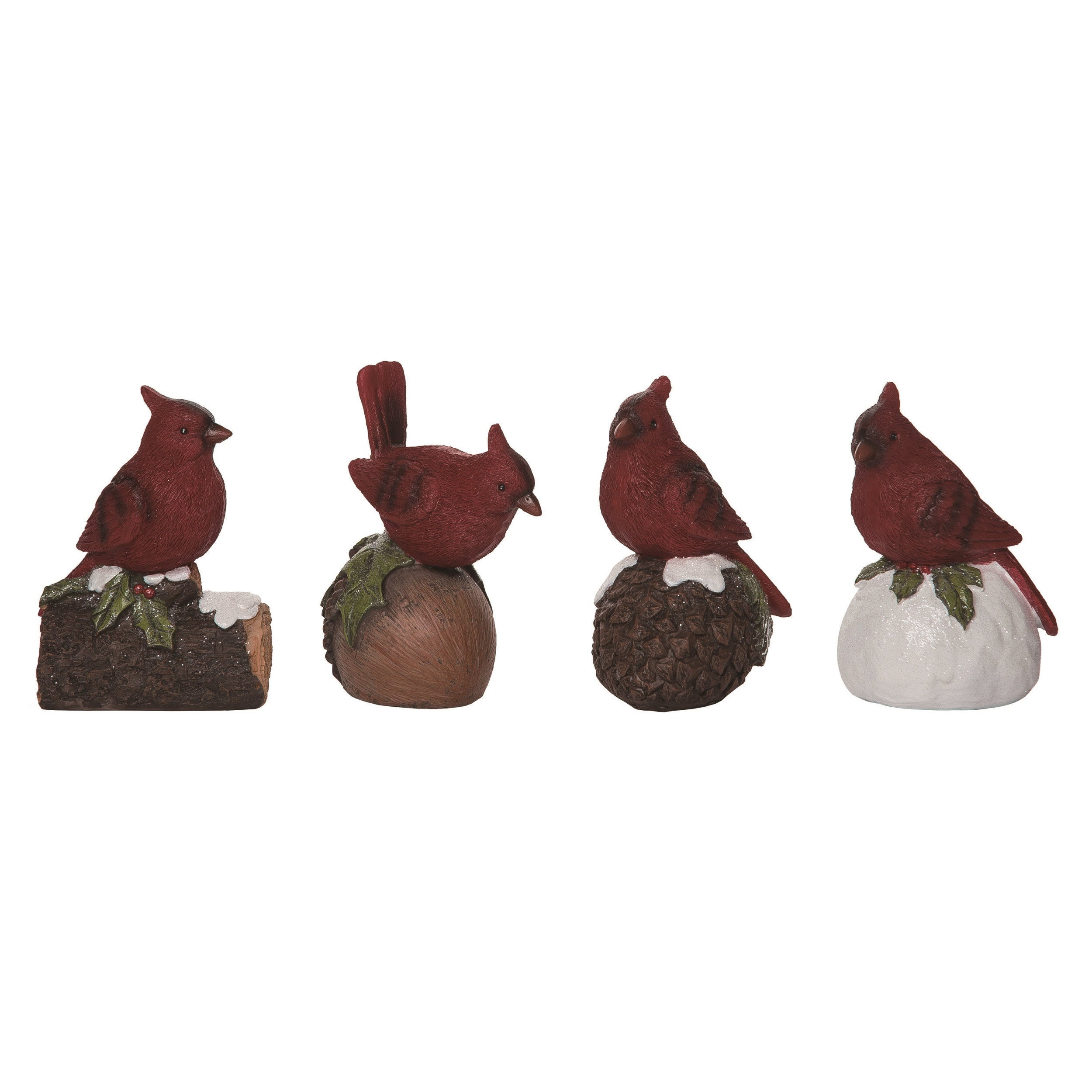 The Holiday Aisle® Resin Wild Cardinal Figurine Set of 4 Christmas Home ...