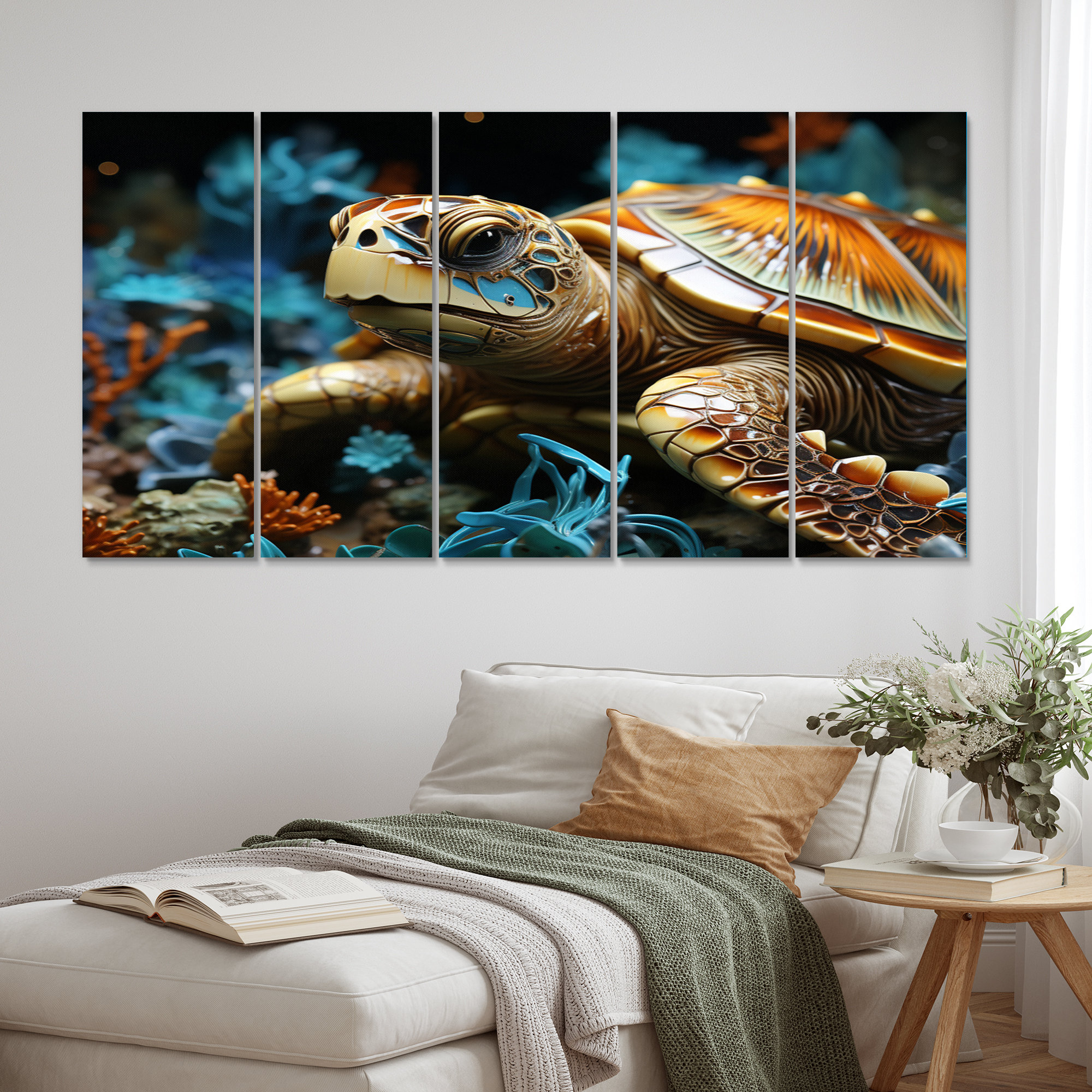 Bay Isle Home " Turtle Serene With Coral In Ocean I " 5 - Pieces ...
