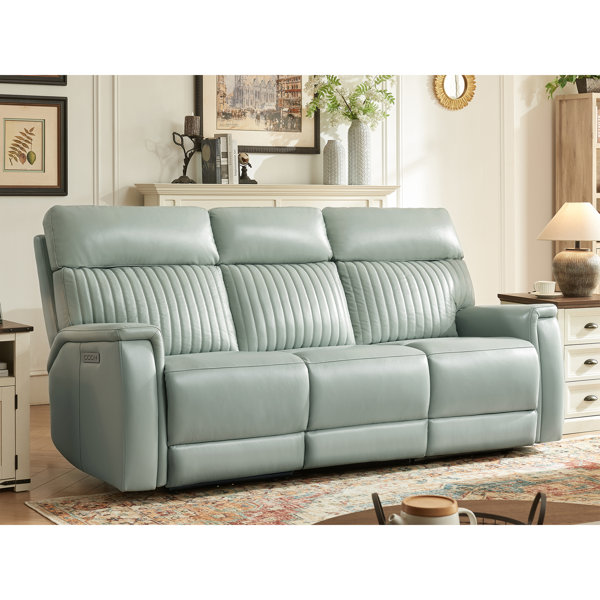 Hokku Designs Triple-Motor Recliner Sofa 84" Genuine Leather Power Zero ...