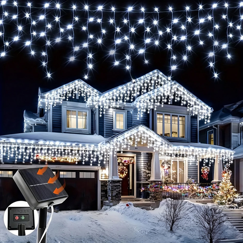Dakota Fields 10M Solar-Powered LED Icicle String Lights with Remote ...
