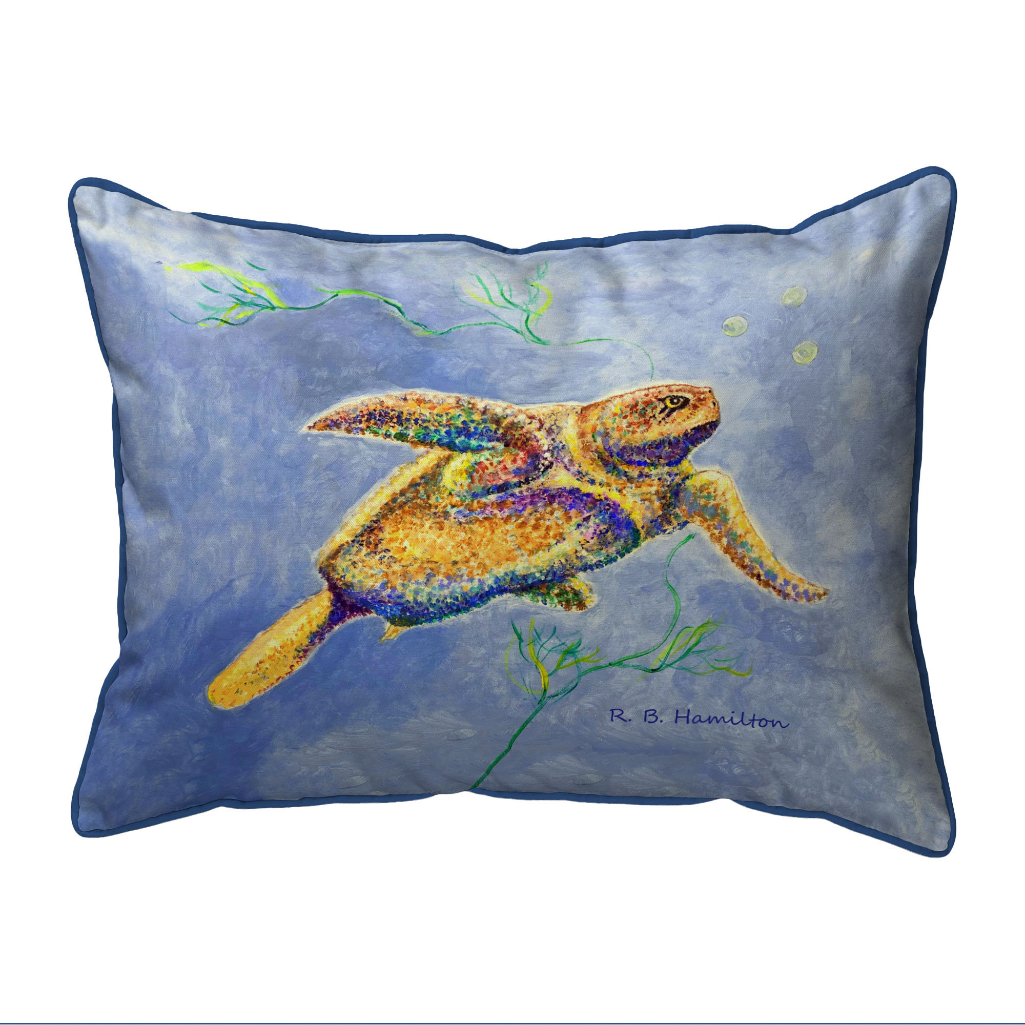 Betsy Drake Interiors Pointillist Sea Turtle Indoor/Outdoor Pillow ...