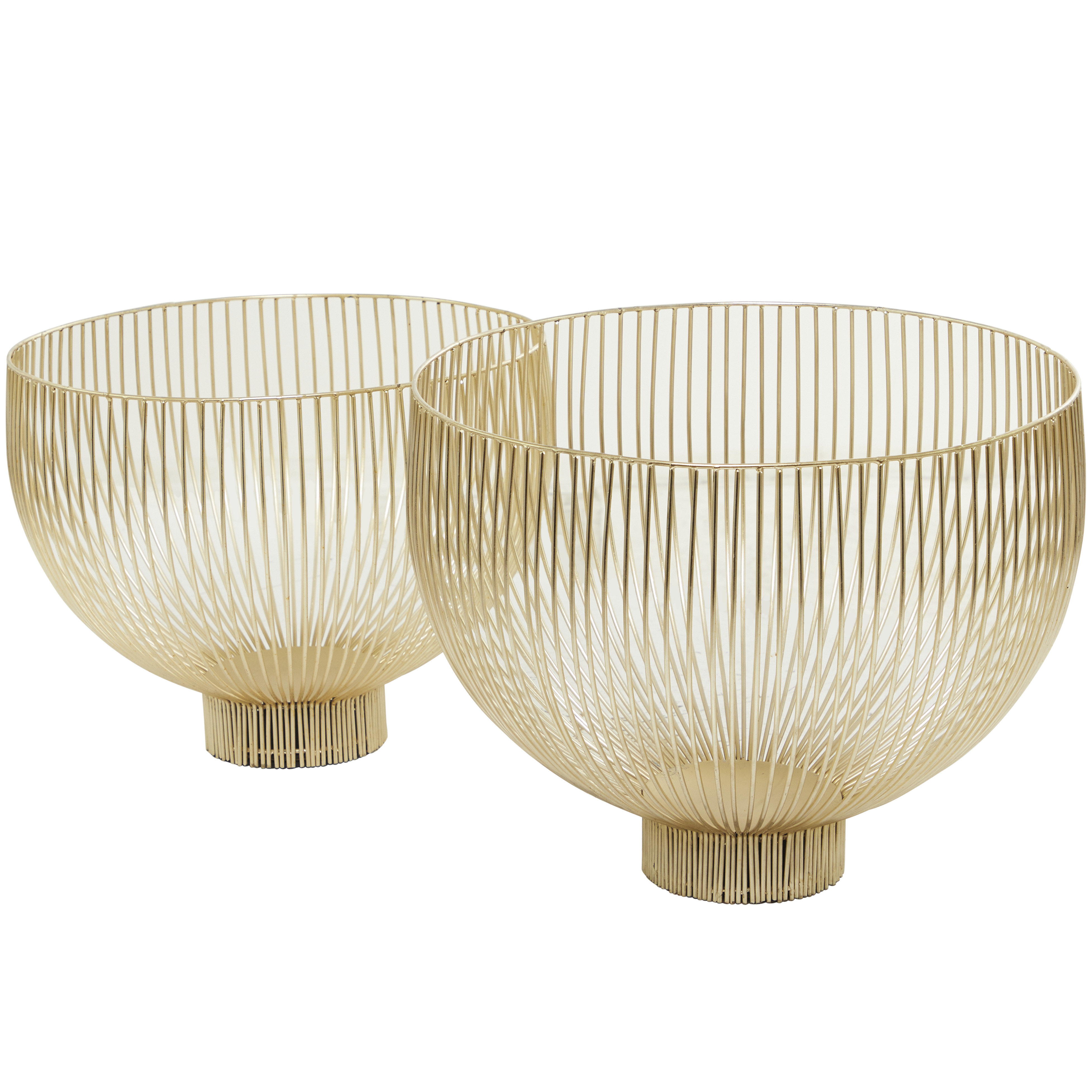 Everly Quinn 2 Piece Metal Modern Decorative Bowl Set in Gold | Wayfair