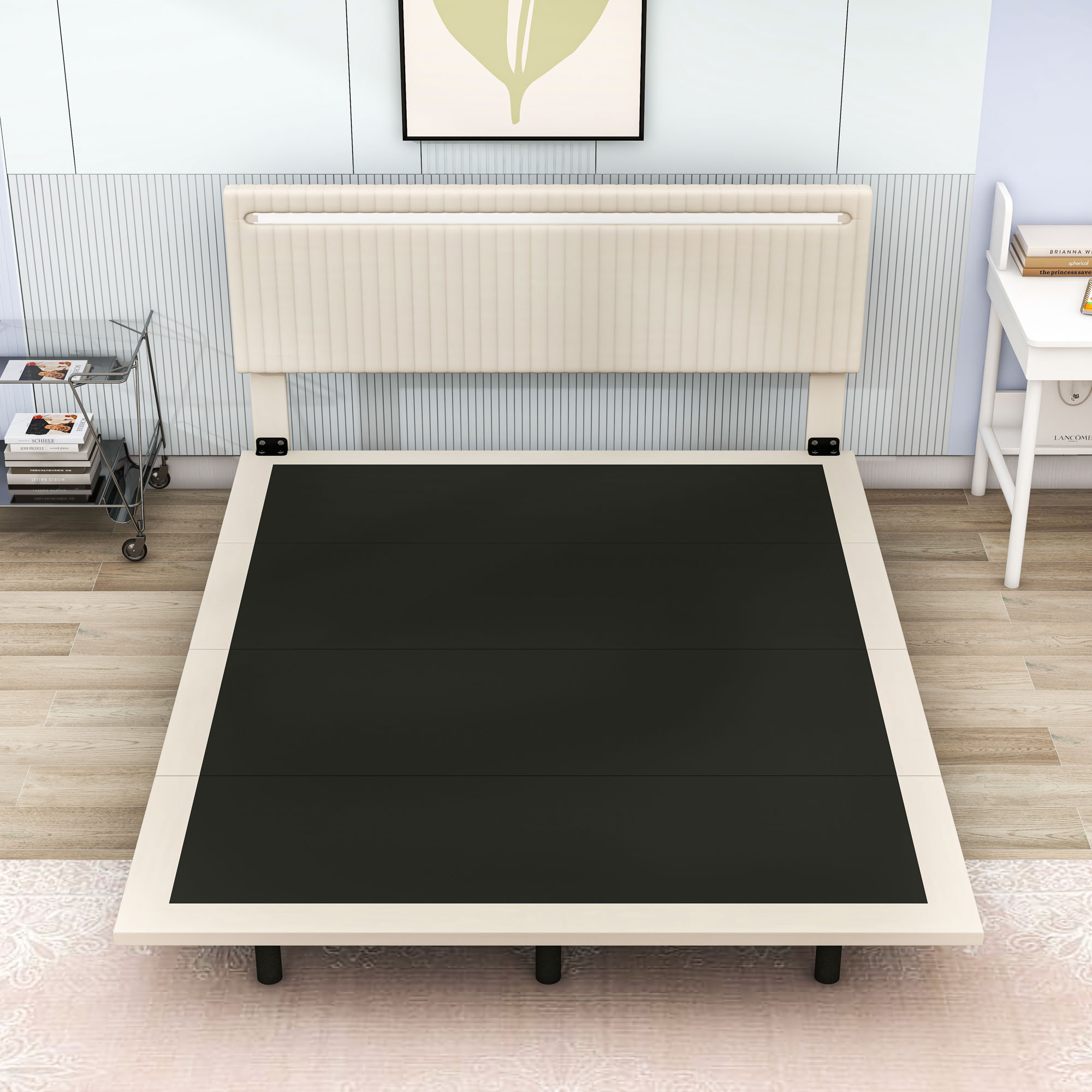 Mercer41 Modern Velvet Floating Bed Frame with Adjustable Headboard and ...