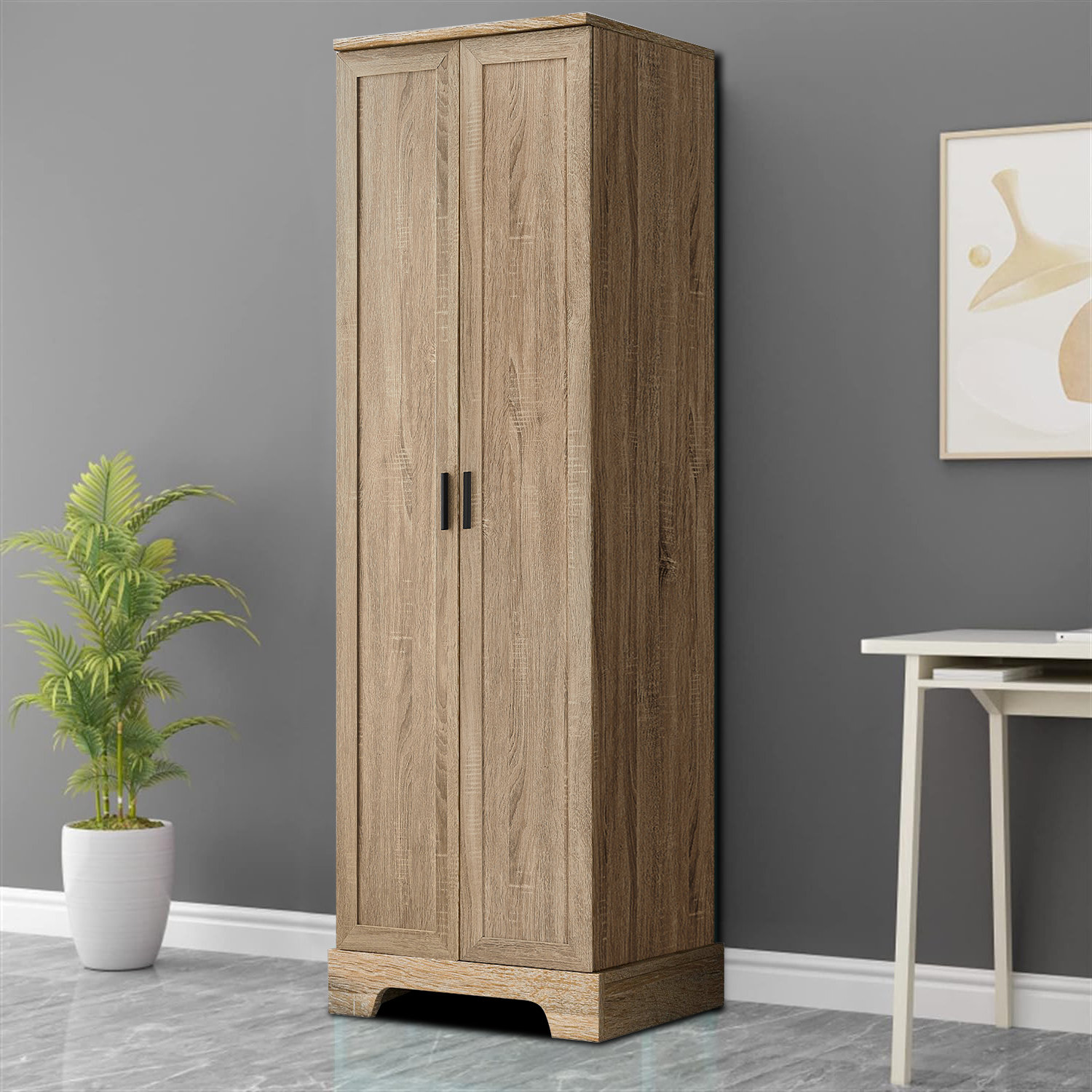 Latitude Run® Axeel Freestanding 2-Doors Bathroom Storage Cabinet Linen ...