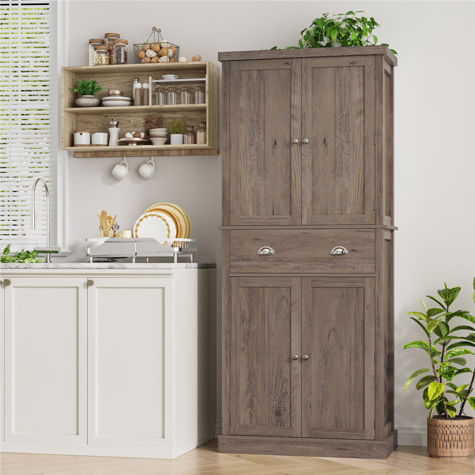Lark Manor™ Auriemme 71'' Kitchen Pantry With Classified Pantry Door ...