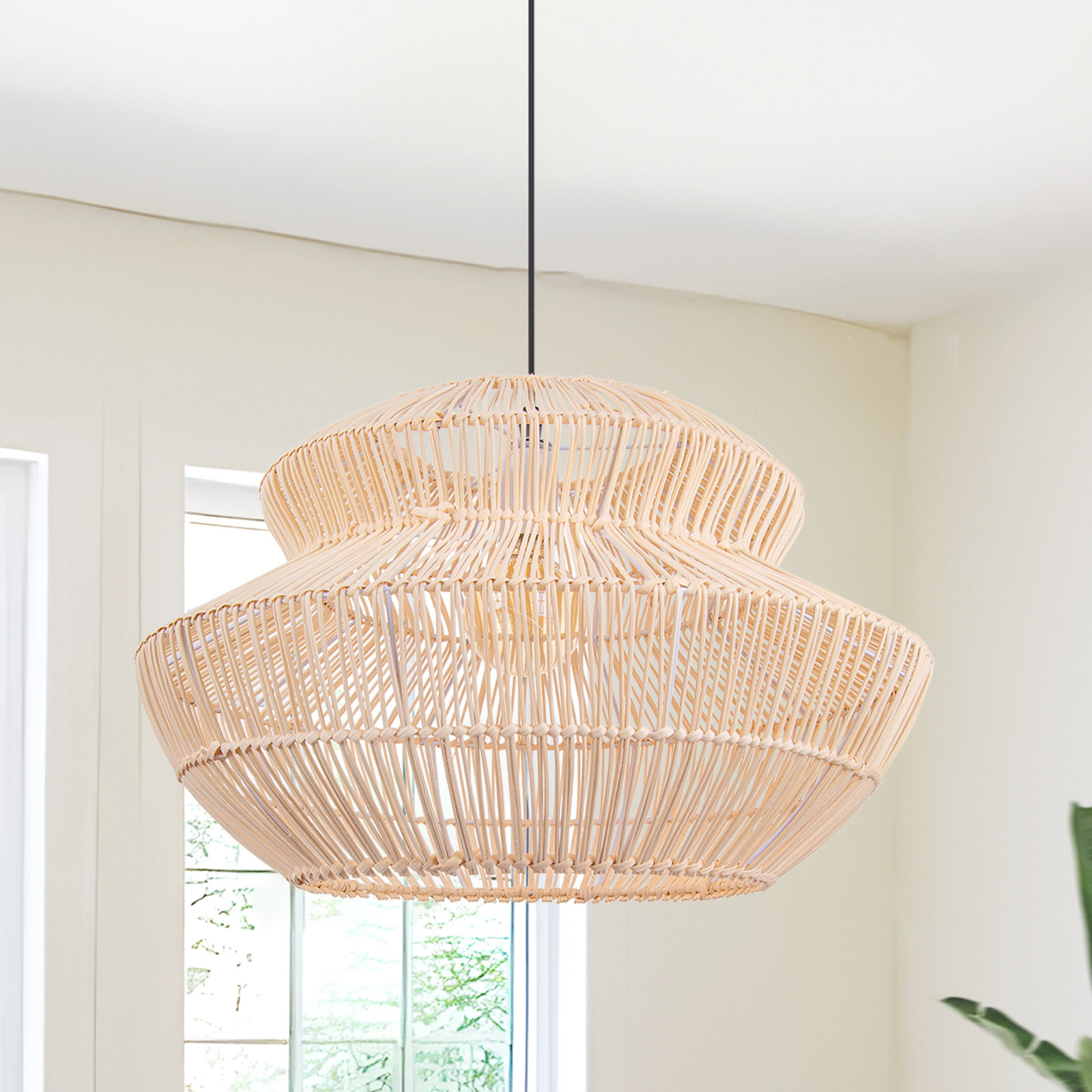 Bay Isle Home™ Boho Coastal Hand Woven Rattan Pendant Light | Wayfair