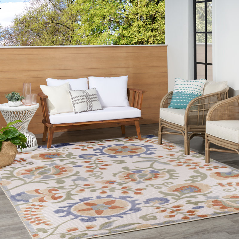 Wildon Home® Exann Machine Woven Cream/Ivory Indoor/Outdoor Rug ...