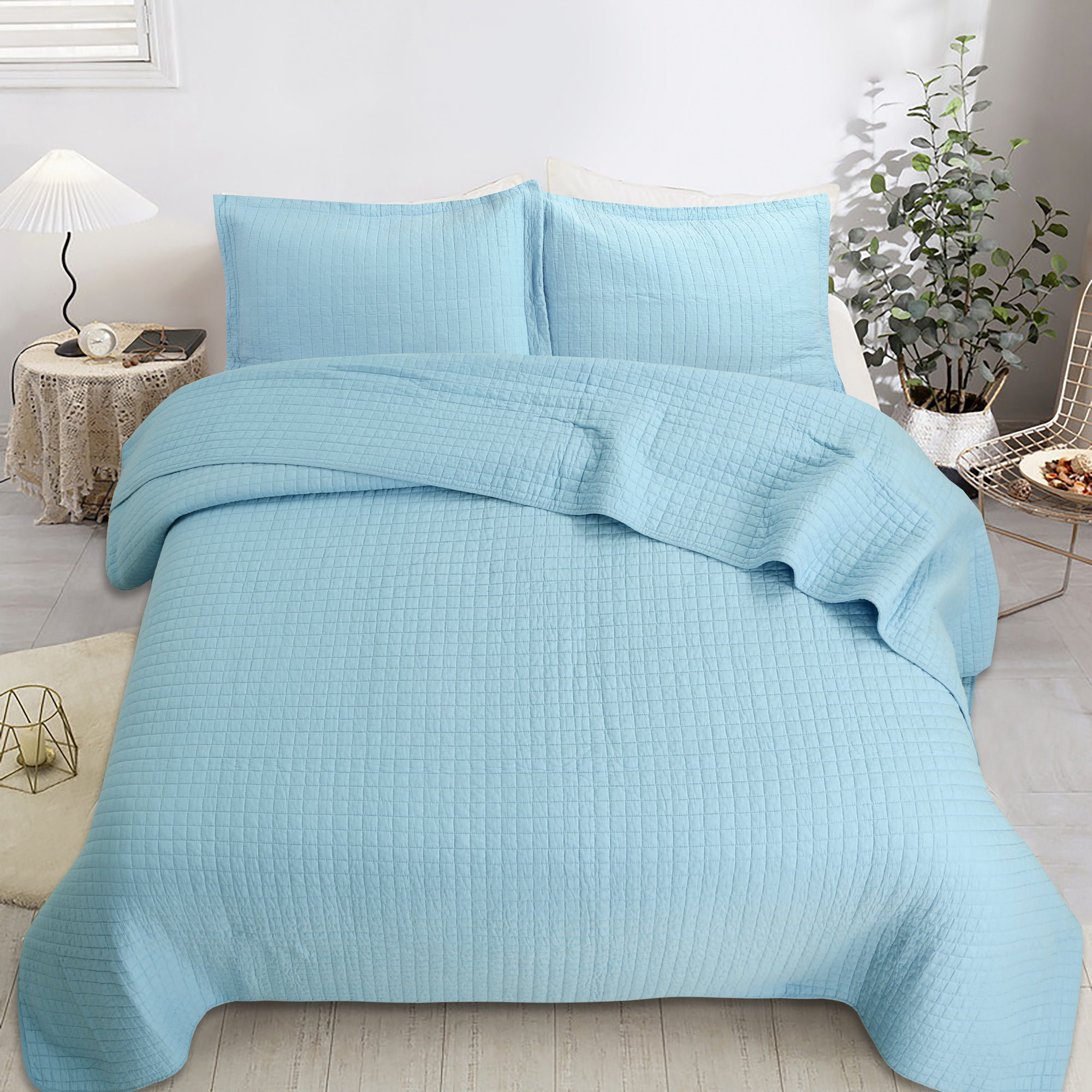 MarCielo whiteCT quilt check Bedspread Reversible Quilt Set & Reviews ...