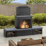 Sunjoy Outdoor Fireplace, Patio Wood Burning Steel Fireplace with ...