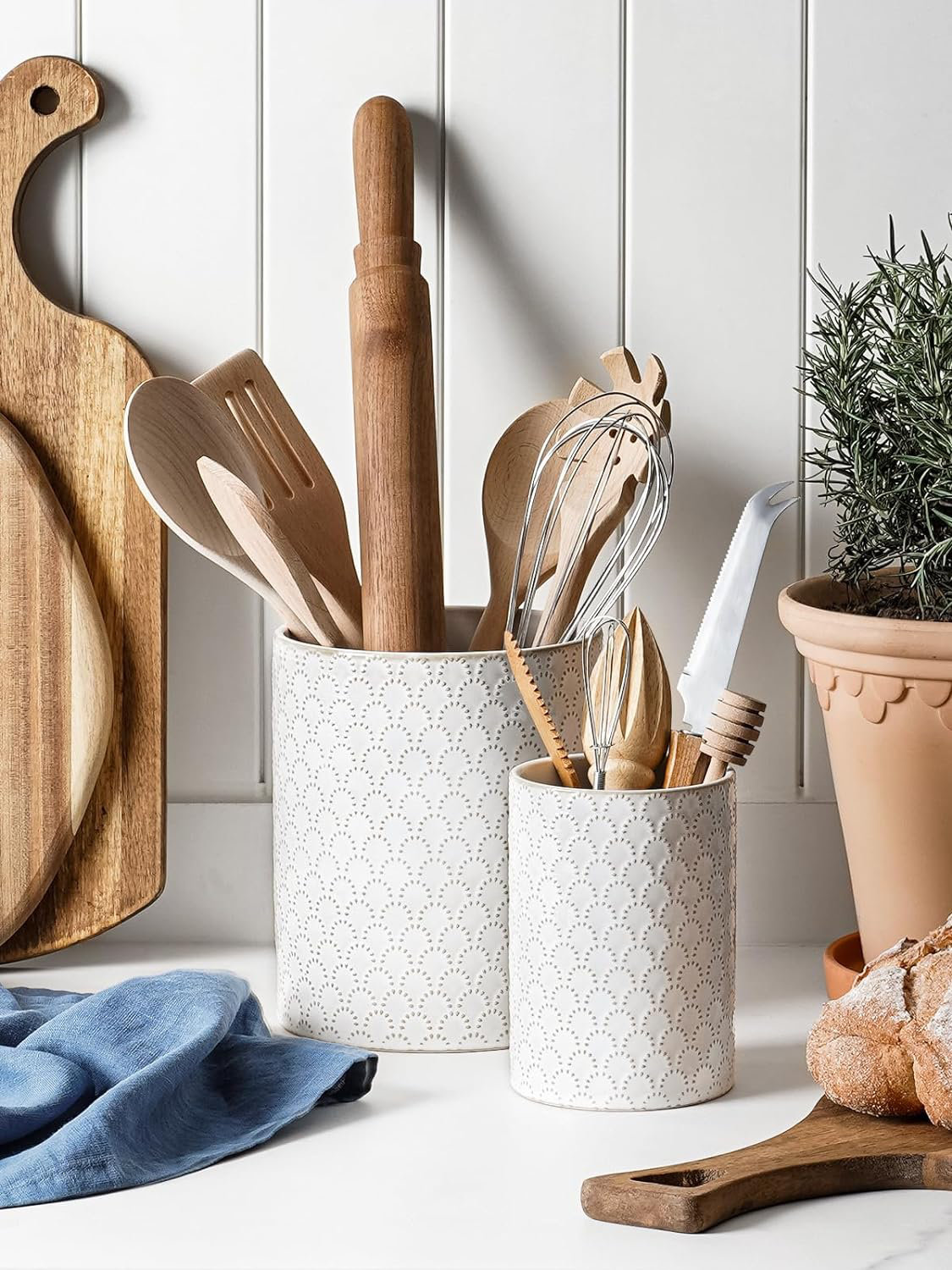 Gracie Oaks Utensil Holder, 7.1"+5.4" Ceramic Kitchen Utensil Holder ...