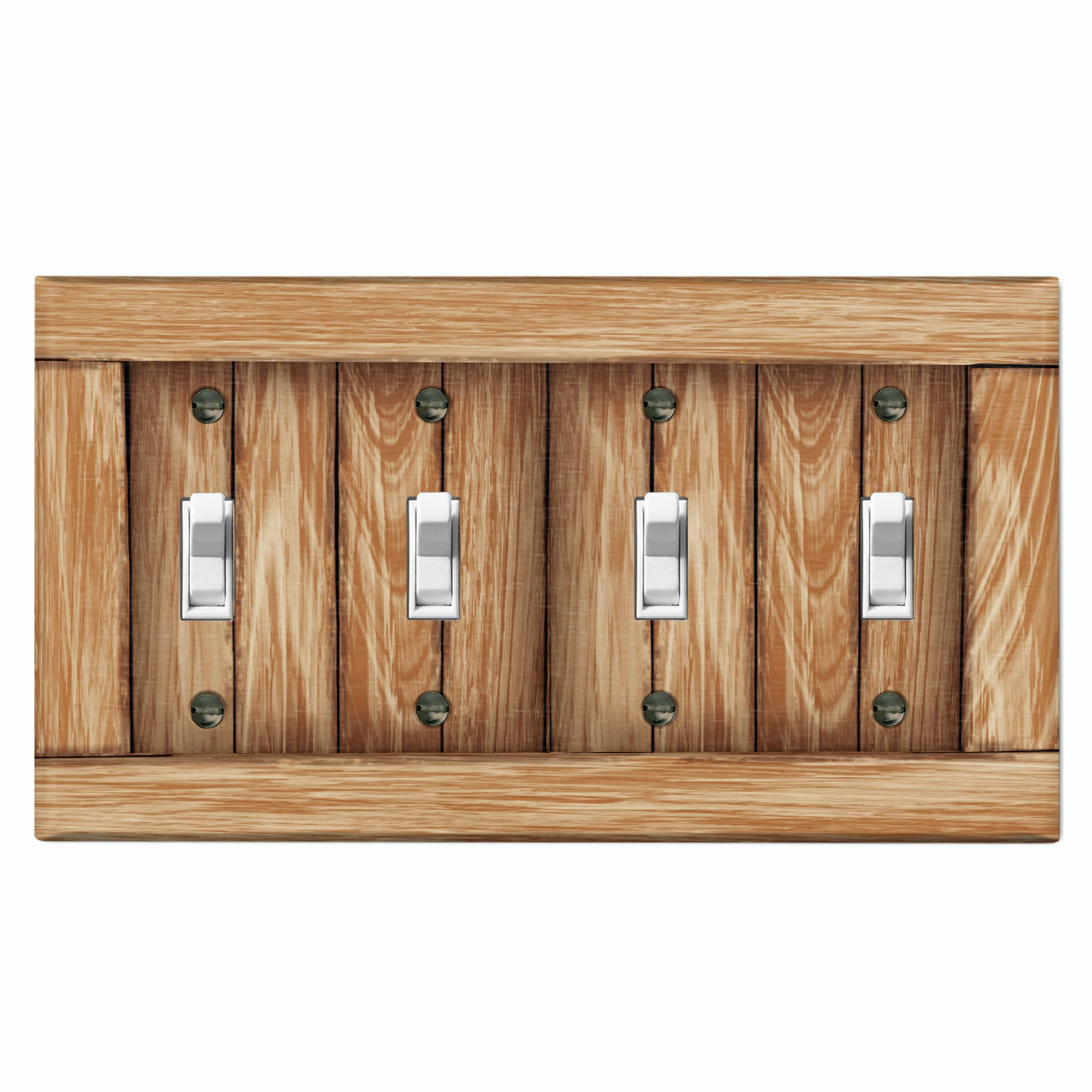 WorldAcc Metal Light Switch Plate Outlet Cover (Biege Fence - Quadruple ...