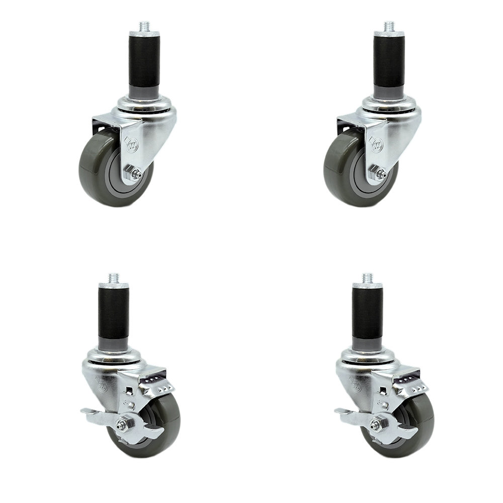 Service Caster 4 Pieces Polyurethane Swivel Expanding Stem Caster Brake ...
